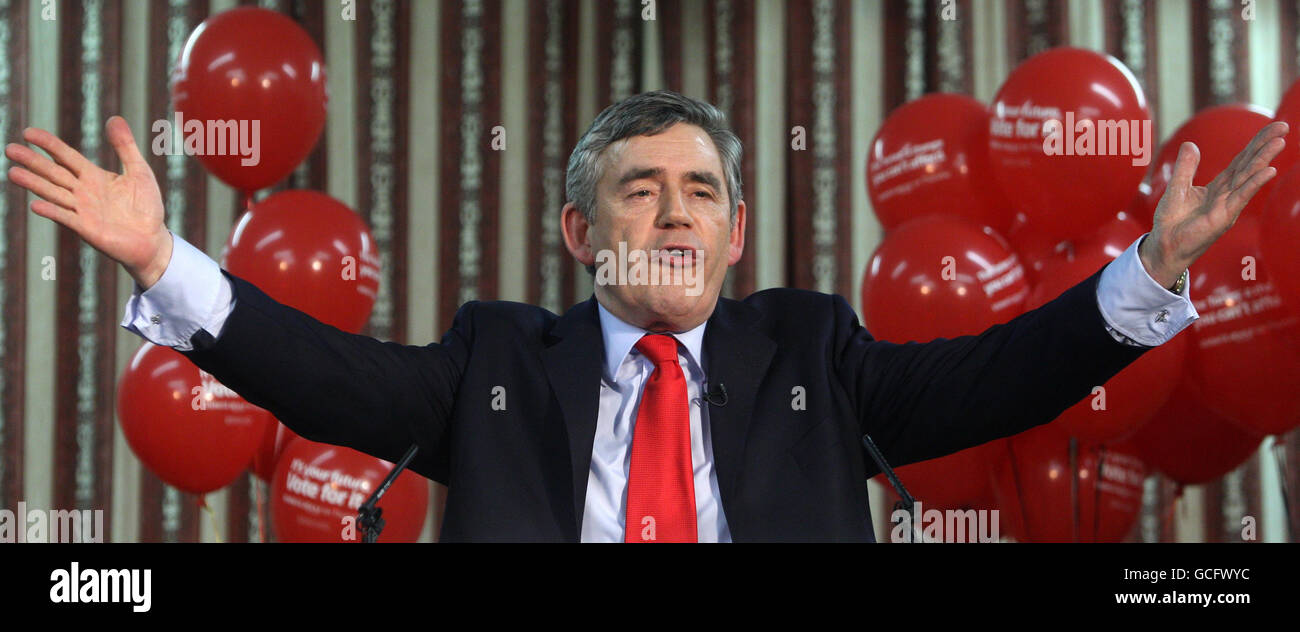 Prime Minister Gordon Brown as he gives his end of General Election ...