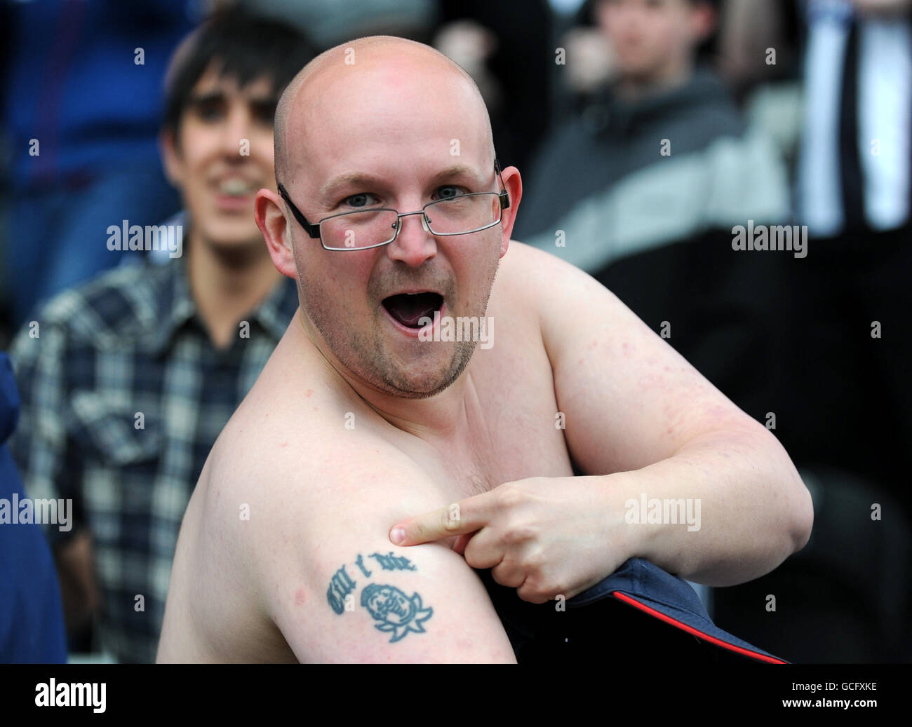 Gtfc Tattoos A Grimsby Town Fan In The Stands Holds A Harry The