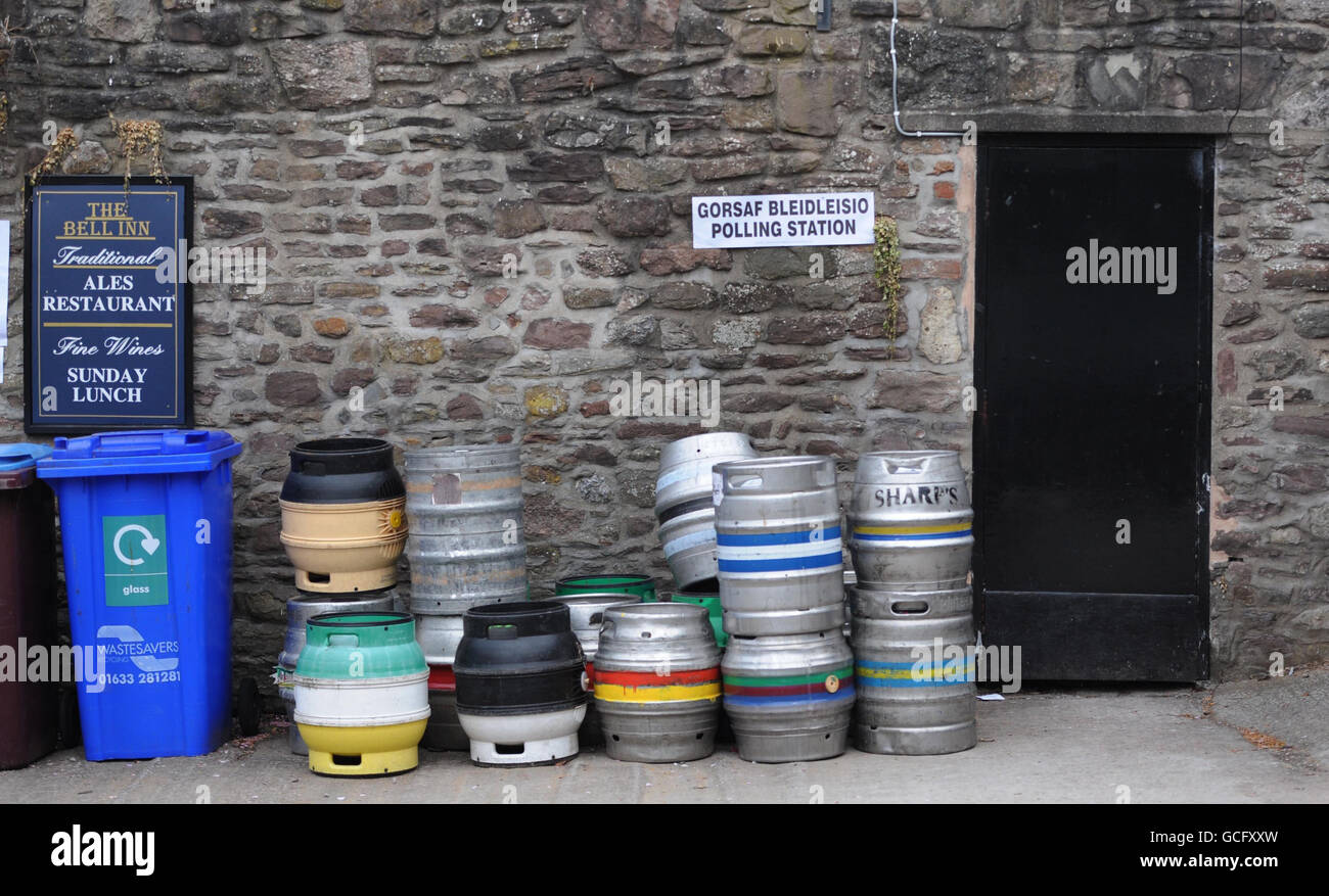 A sign on the side wall of the Bell Inn at Caerleon Old Village in ...