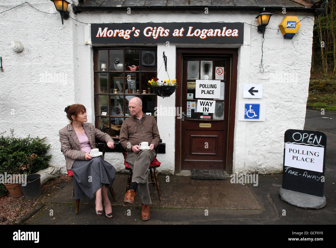 Staff take a break at Loganlea coffee shop, Forestmill, which is a ...