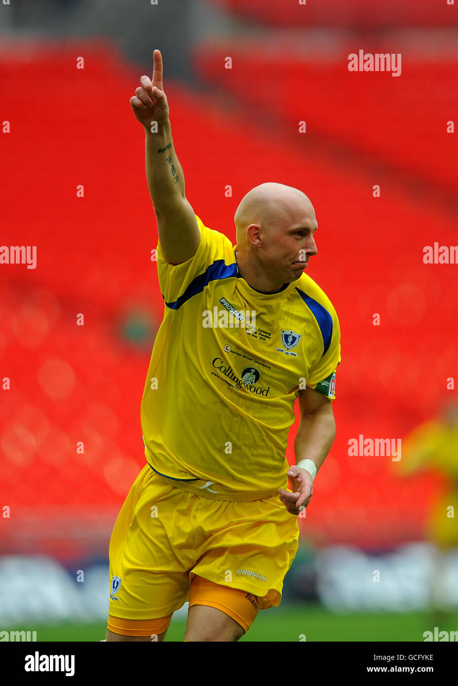 Whitley Bay's Lee Kerr celebrates scoring his sides third goal of the ...