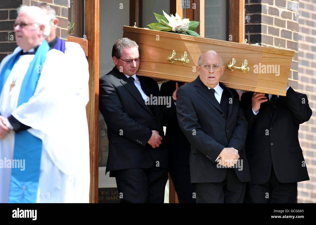 The coffin of David Askew is carried from St Barnabas Church ...