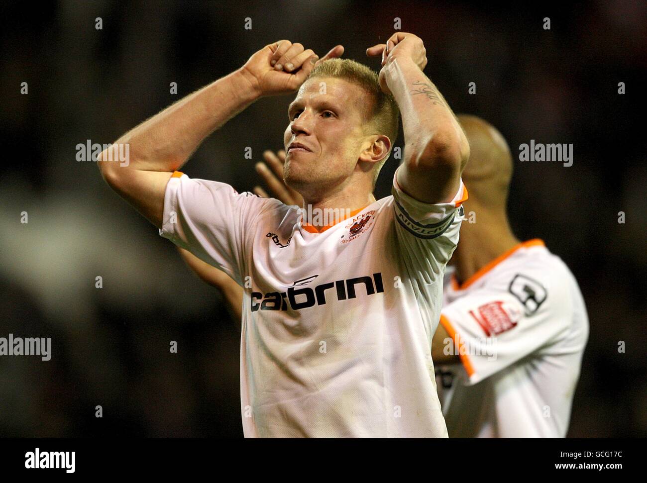 Blackpool's Keith Southern celebrates victory after the final whistle ...