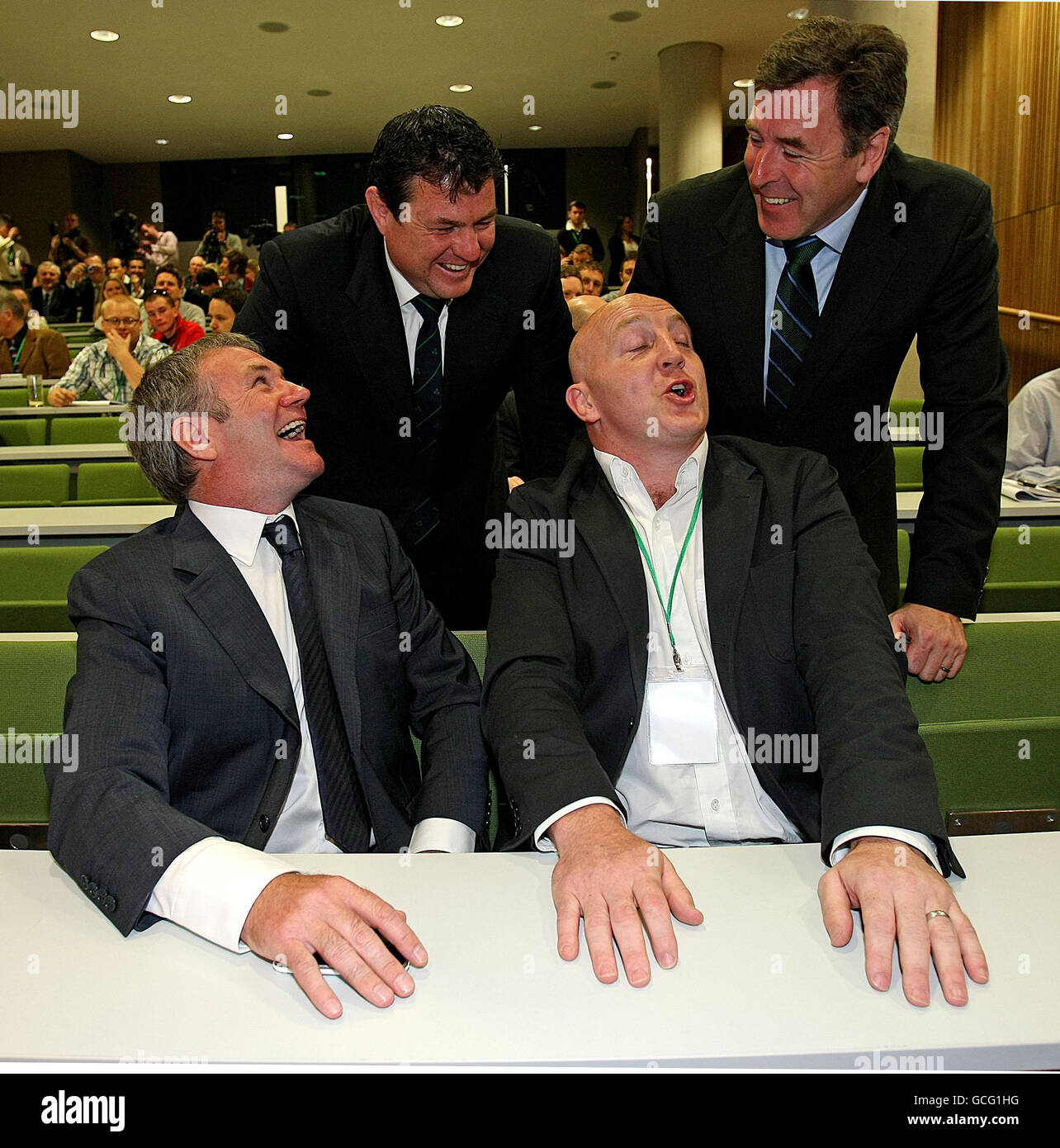 Irish sporting legends (left to right) Ray Houghton, Reggie Corrigan ...