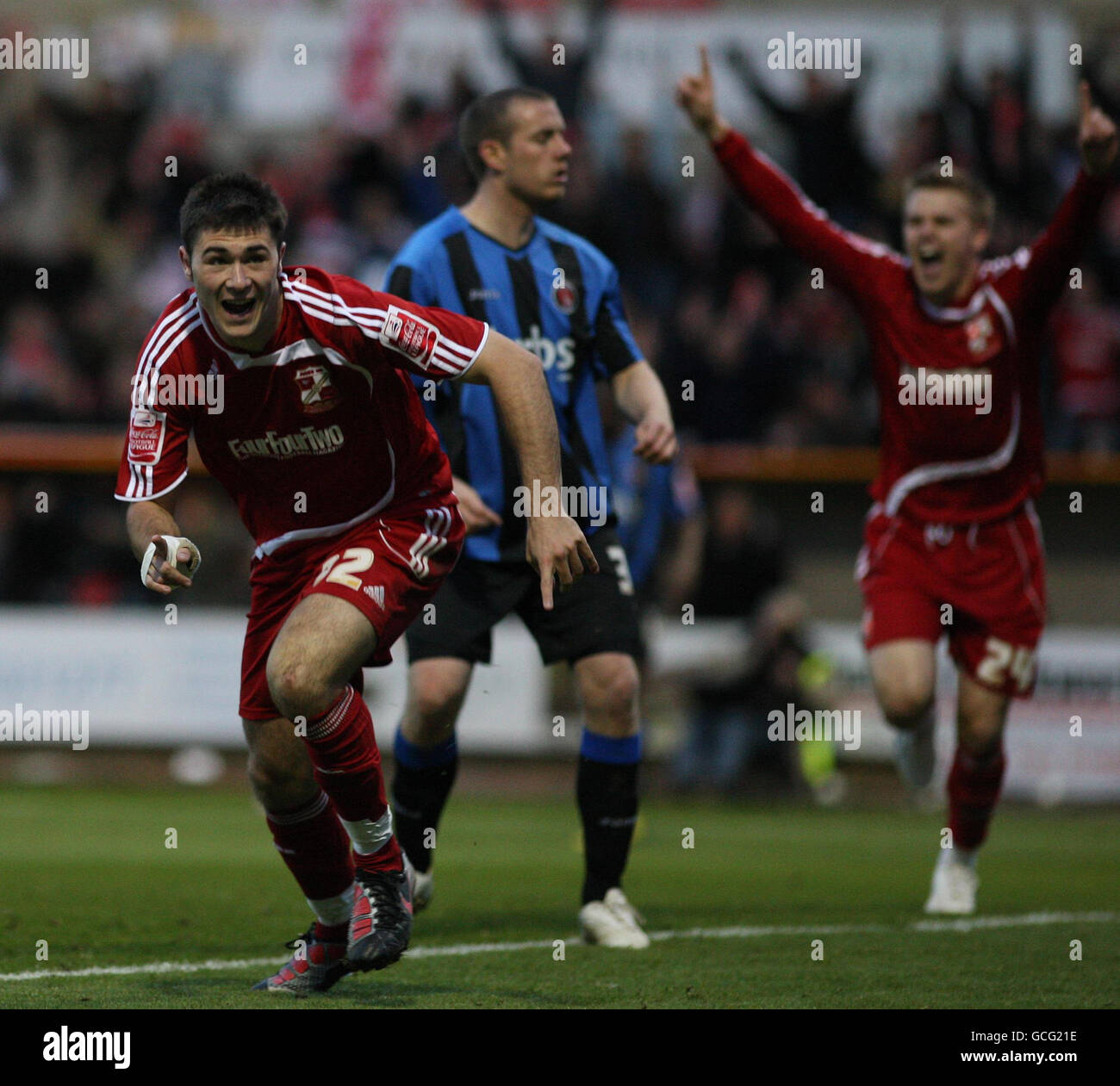 Swindon Town's Charlie Austin celebrates scoring the opening goal ...