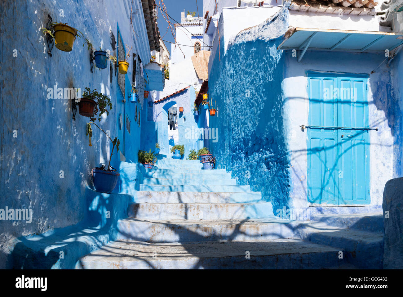 Blue Stairway in Chefchaouen Stock Photo - Alamy