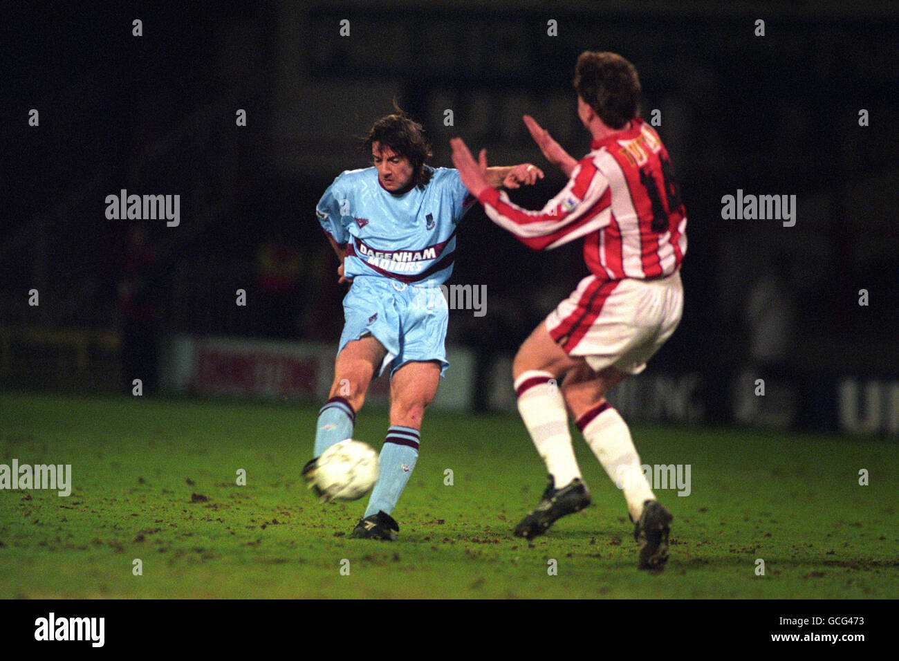 West Ham United's Ian Bishop scores his team's first goal against ...