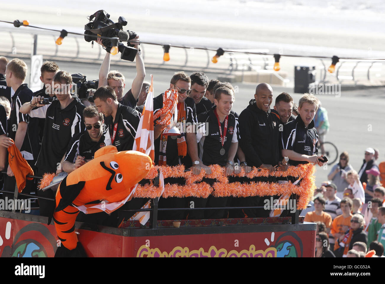 Soccer - Blackpool Promotion Parade - Blackpool. The open top bus ...