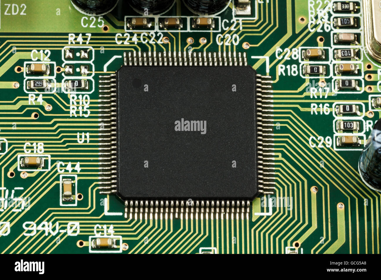 Printed Circuit Board (PCB) with, ICs, Capacitors, and Resistors Stock ...