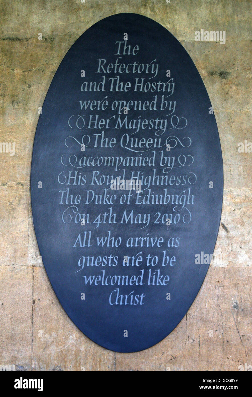 A stone plaque sculpted by David Holgate which was unveiled by Queen ...