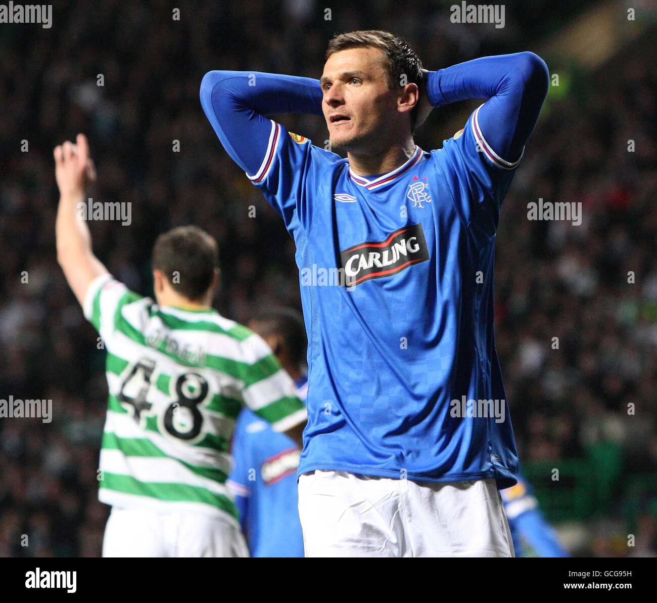 Rangers Lee McCulloch reacts during the Clydesdale Bank Scottish ...