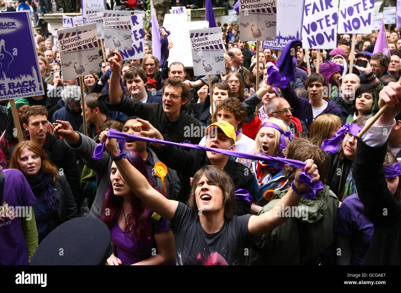 Demonstrators from the Take Back Parliament campaign protest outside ...