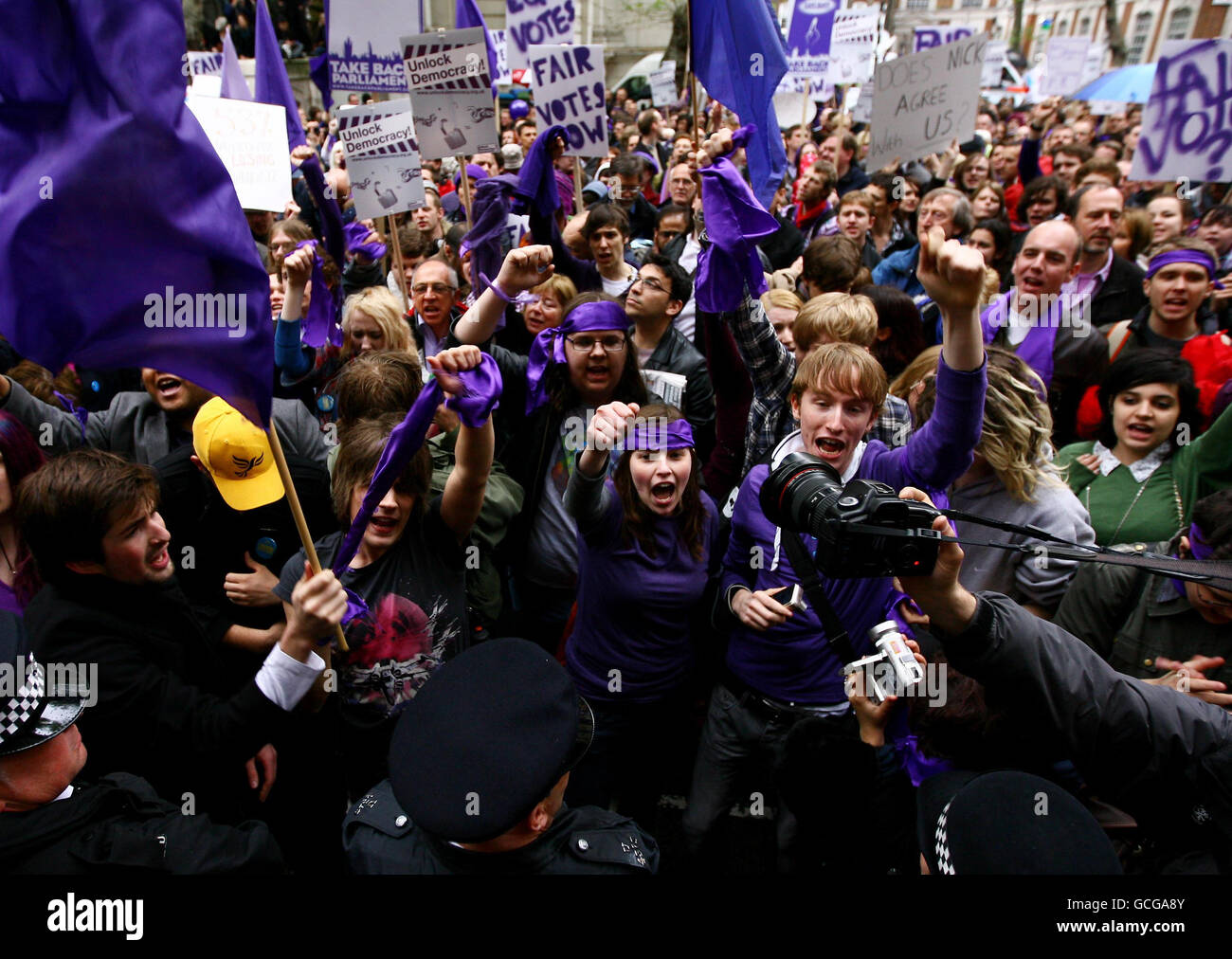 Demonstrators from the Take Back Parliament campaign protest outside ...