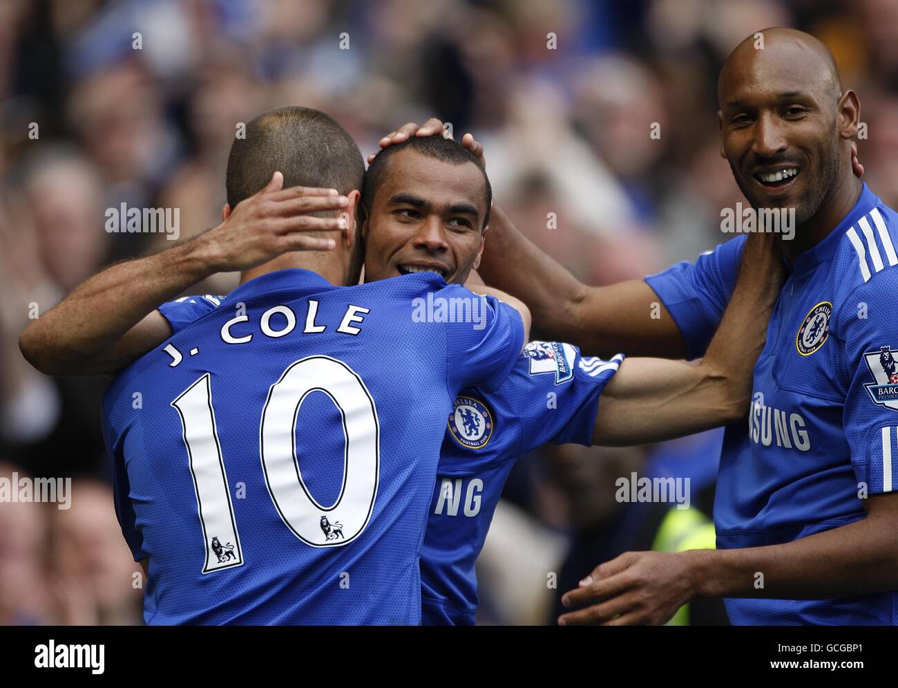 Chelsea's Ashley Cole (centre) celebrates his goal with teammates Joe ...