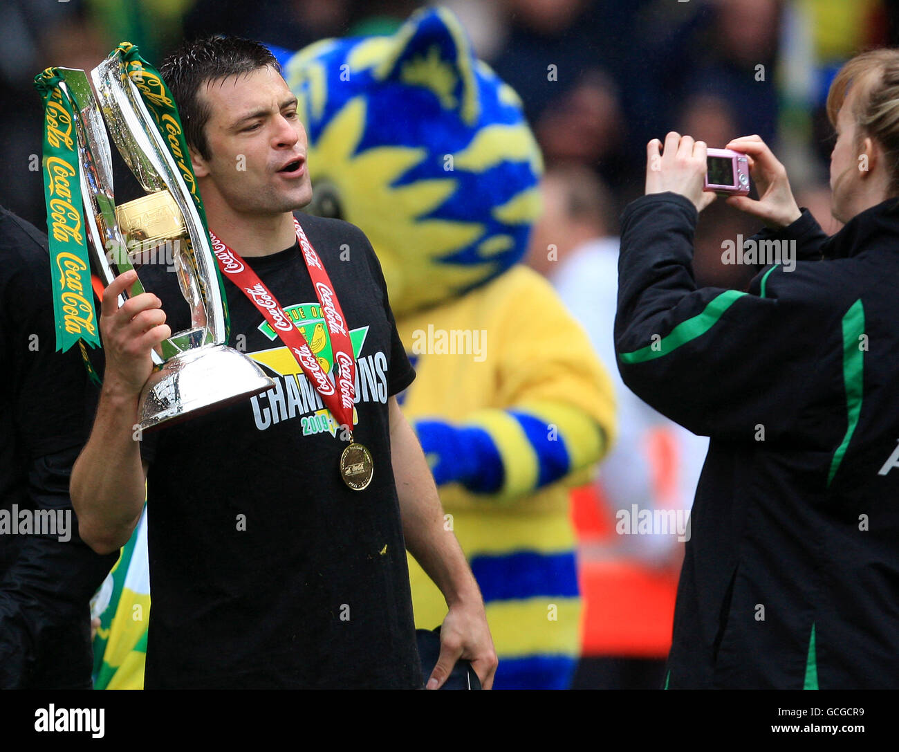 Football full length cup trophy grass ribbons hi-res stock photography ...