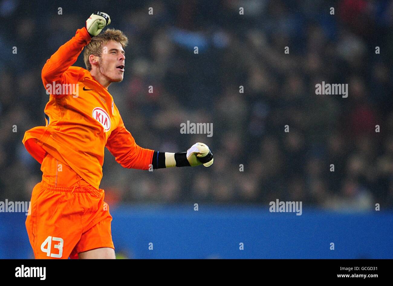 Atletico Madrid goalkeeper David De Gea celebrates winning the 2010 ...