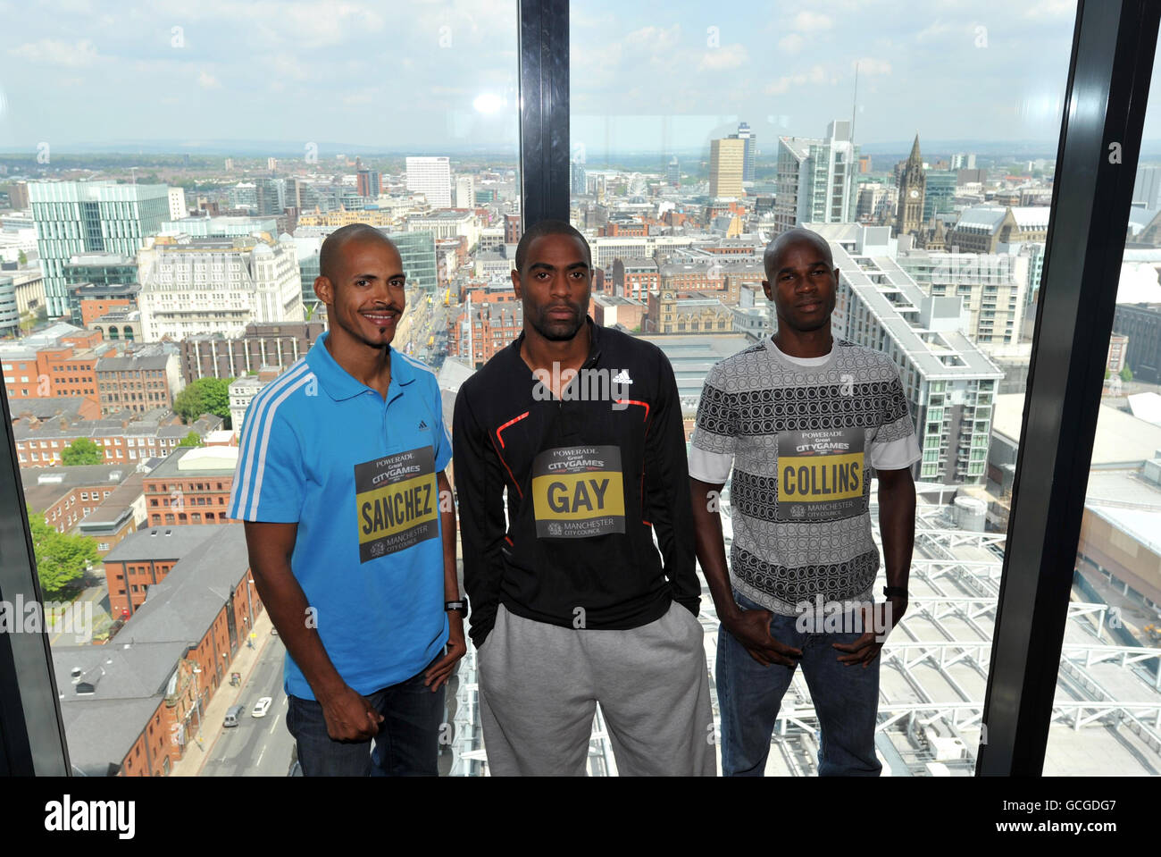 Dominican Republic's Hurdler Felix Sanchez (left) with Sprinters' Tyson ...