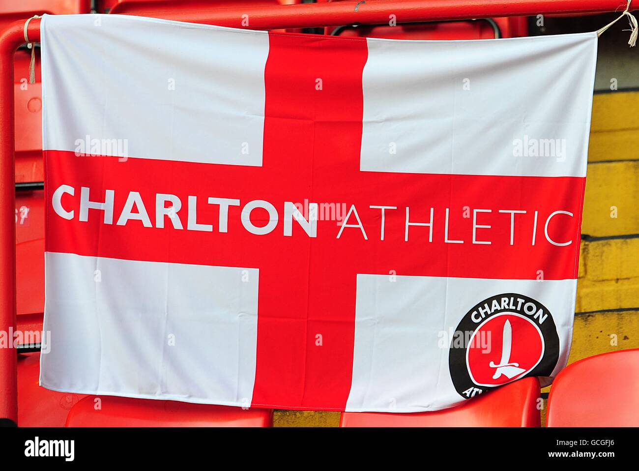 Charlton athletic flag hangs in the at the valley hi-res stock ...