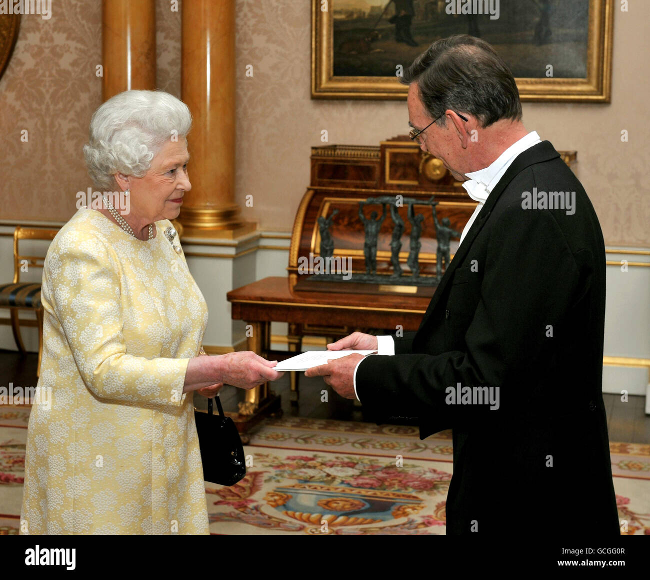 Britain's Queen Elizabeth II greets His Excellency the Ambassador of ...