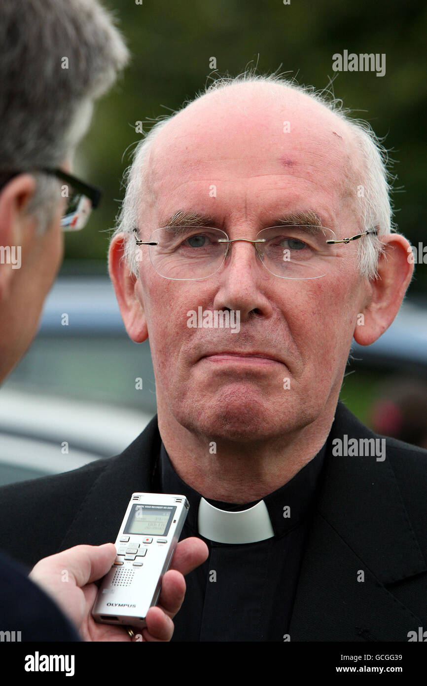 Cardinal Sean Brady speaks to reporters after a confirmation service at ...