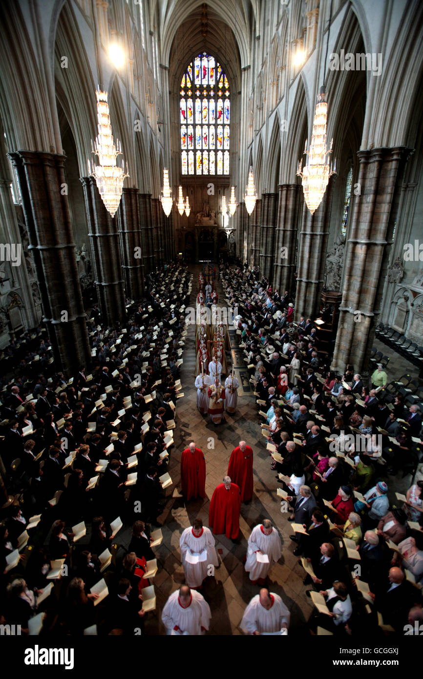 The Collegiate procession at the start of the service attended by ...
