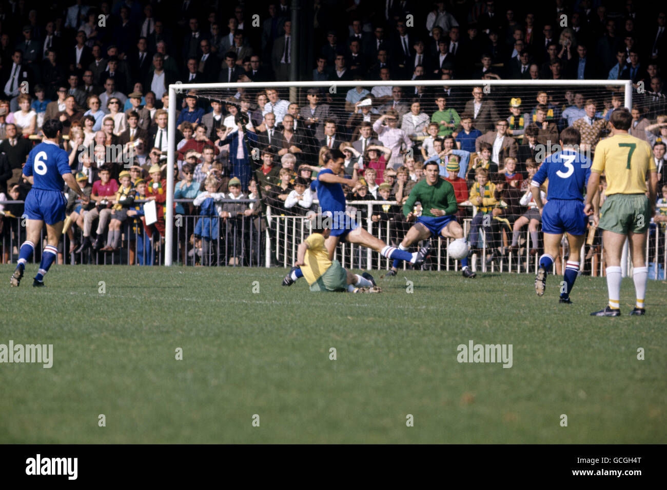 Goalmouth action between Norwich City and Portsmouth during their ...