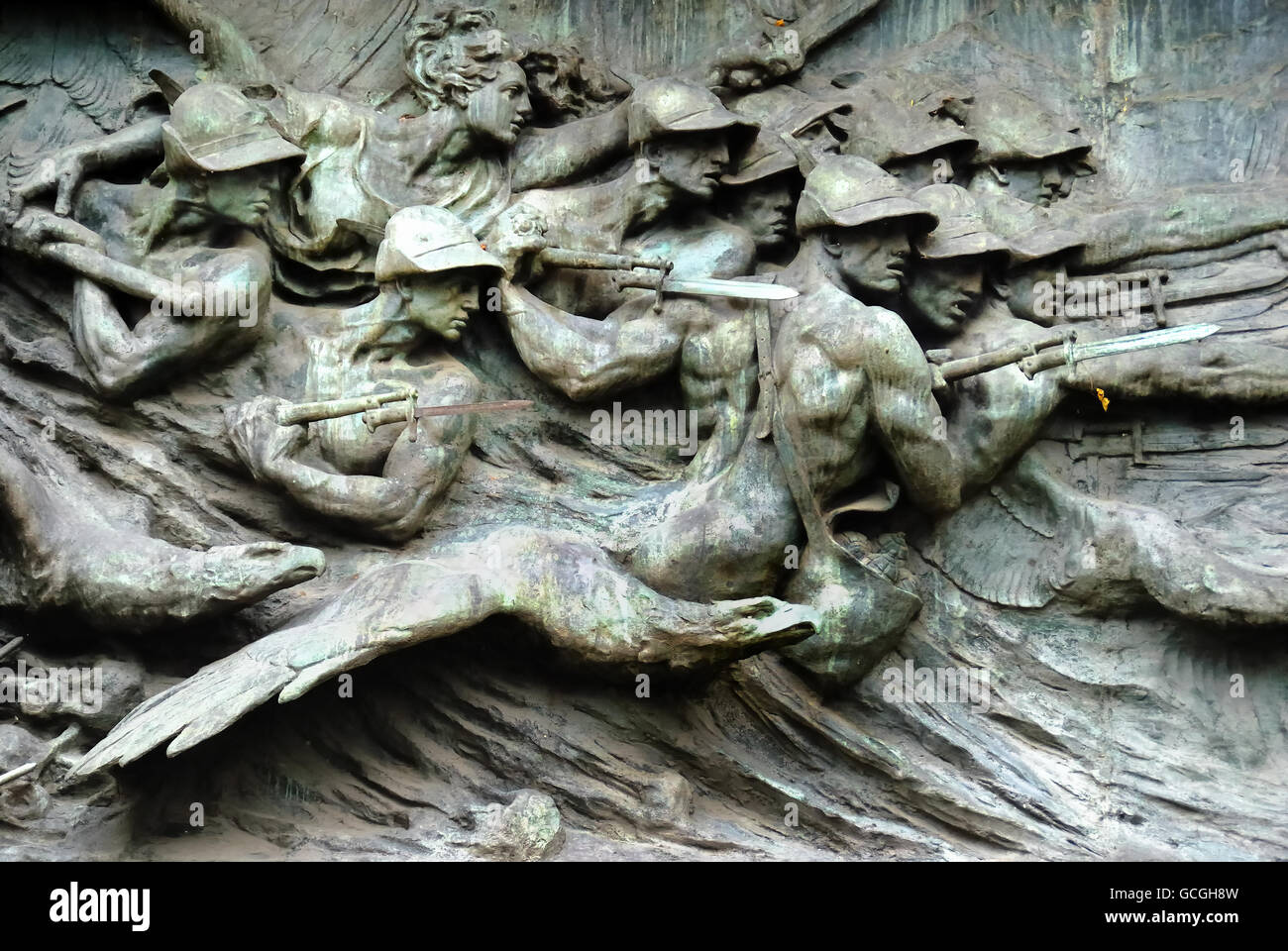 Verona, Italy. The bronze monument to the sixth Alpini Regiment. Detail ...