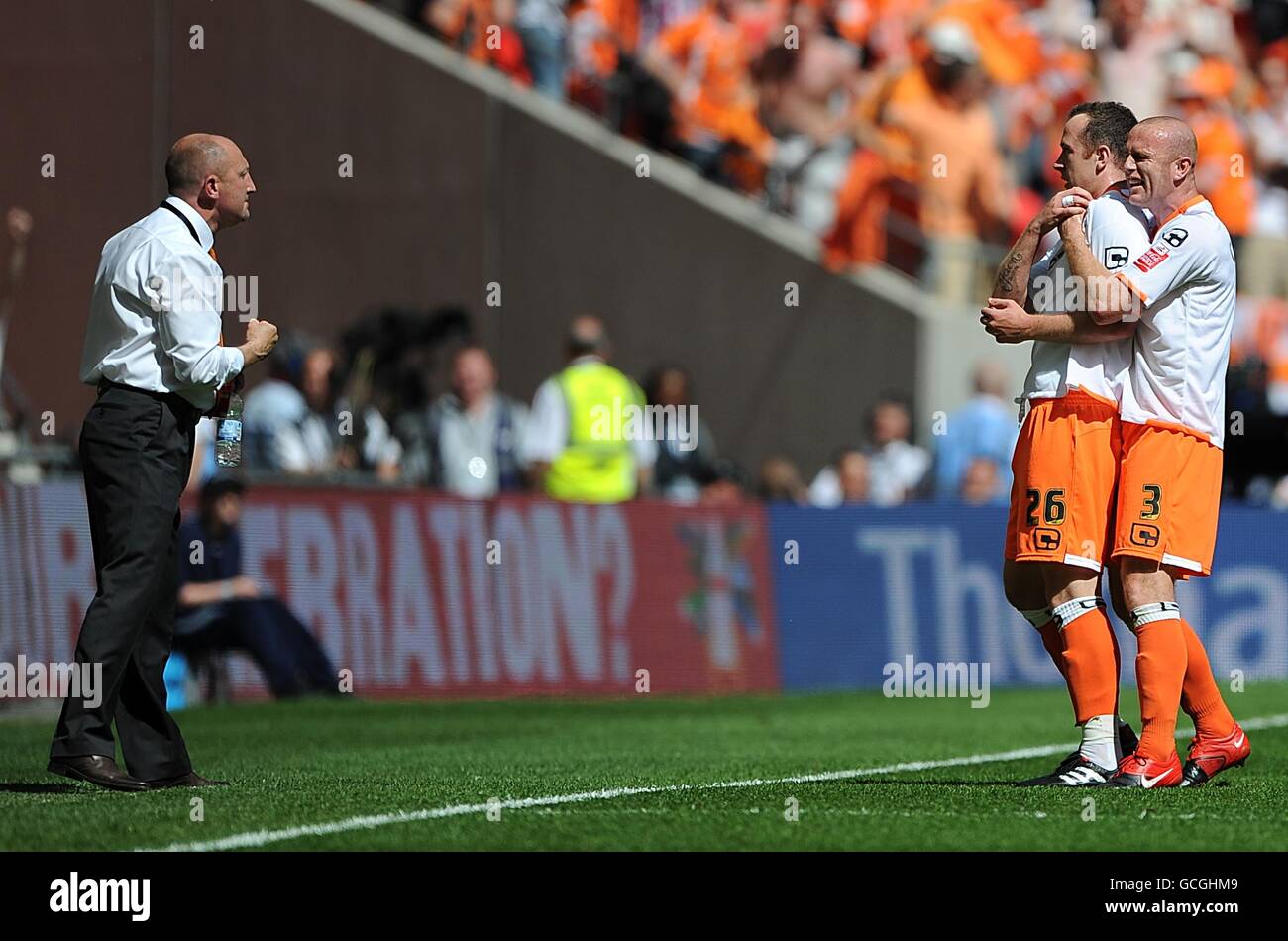Blackpool's Charlie Adam (second right) celebrates scoring his sides ...