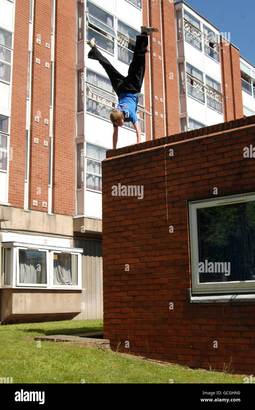 Children practicing Parkour outside Nottingham Trent University, as ...
