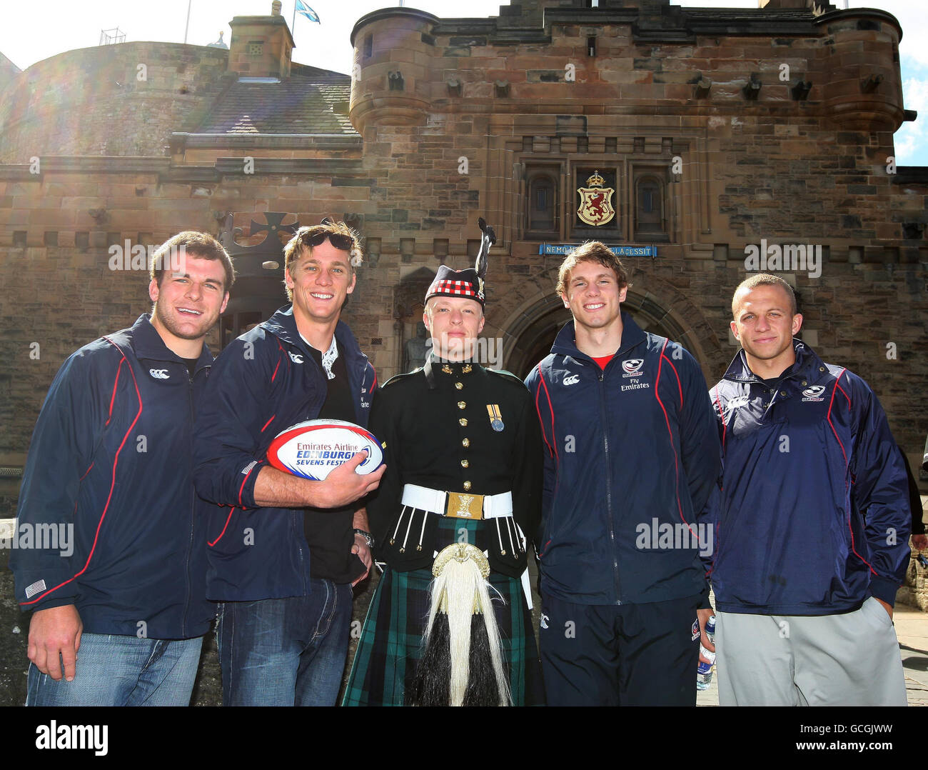 Rugby Union - Edinburgh Sevens Photocall - Edinburgh Castle Stock Photo ...