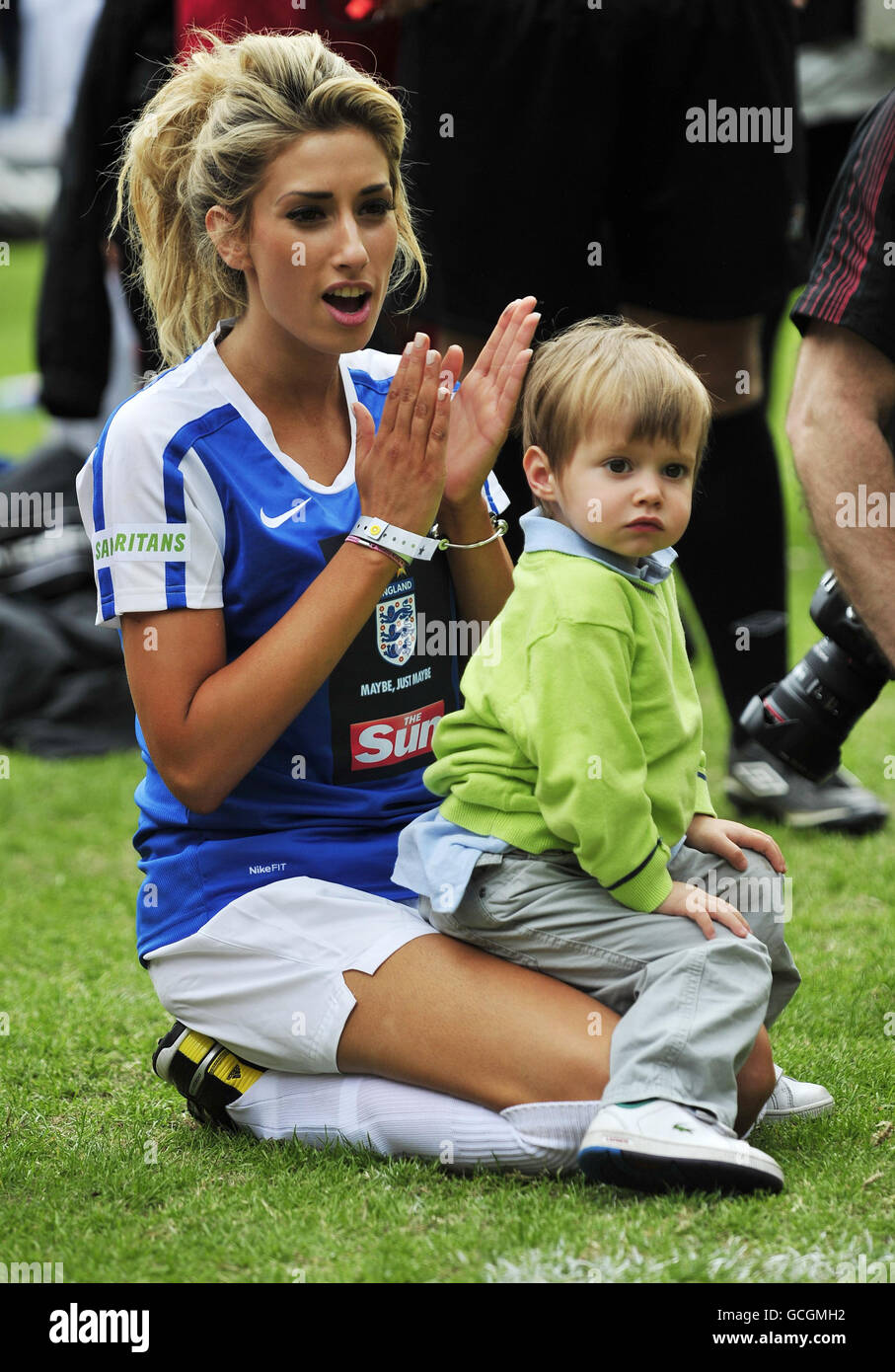 Stacey Solomon watches a game with her son Zachary during the annual ...