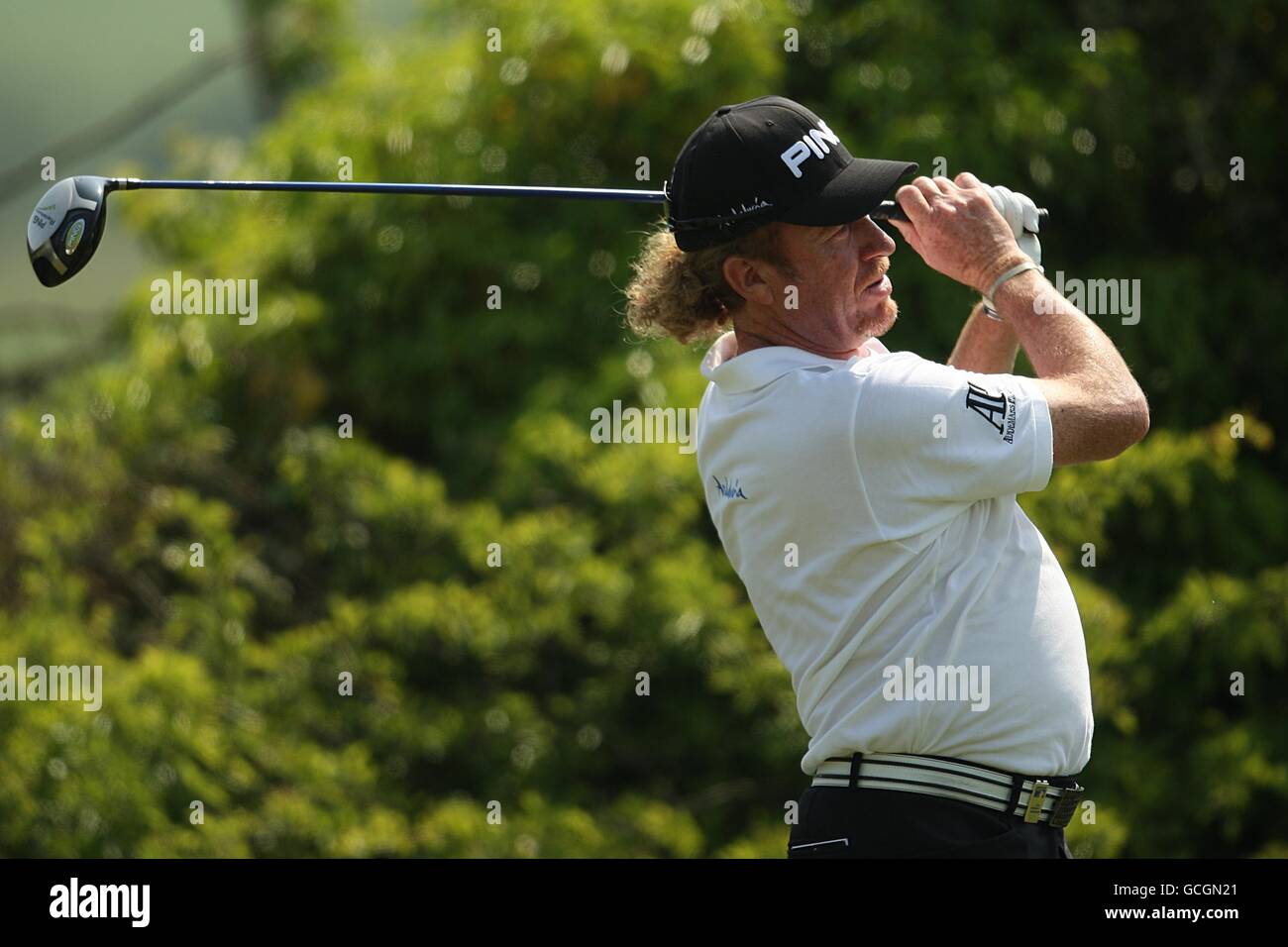 Spain's Miguel Angel Jiminez in action during Round Two of the Celtic ...