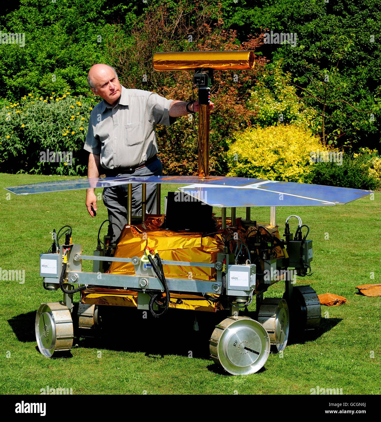 University of Leicester Professor Mark Sims with a development model of ...