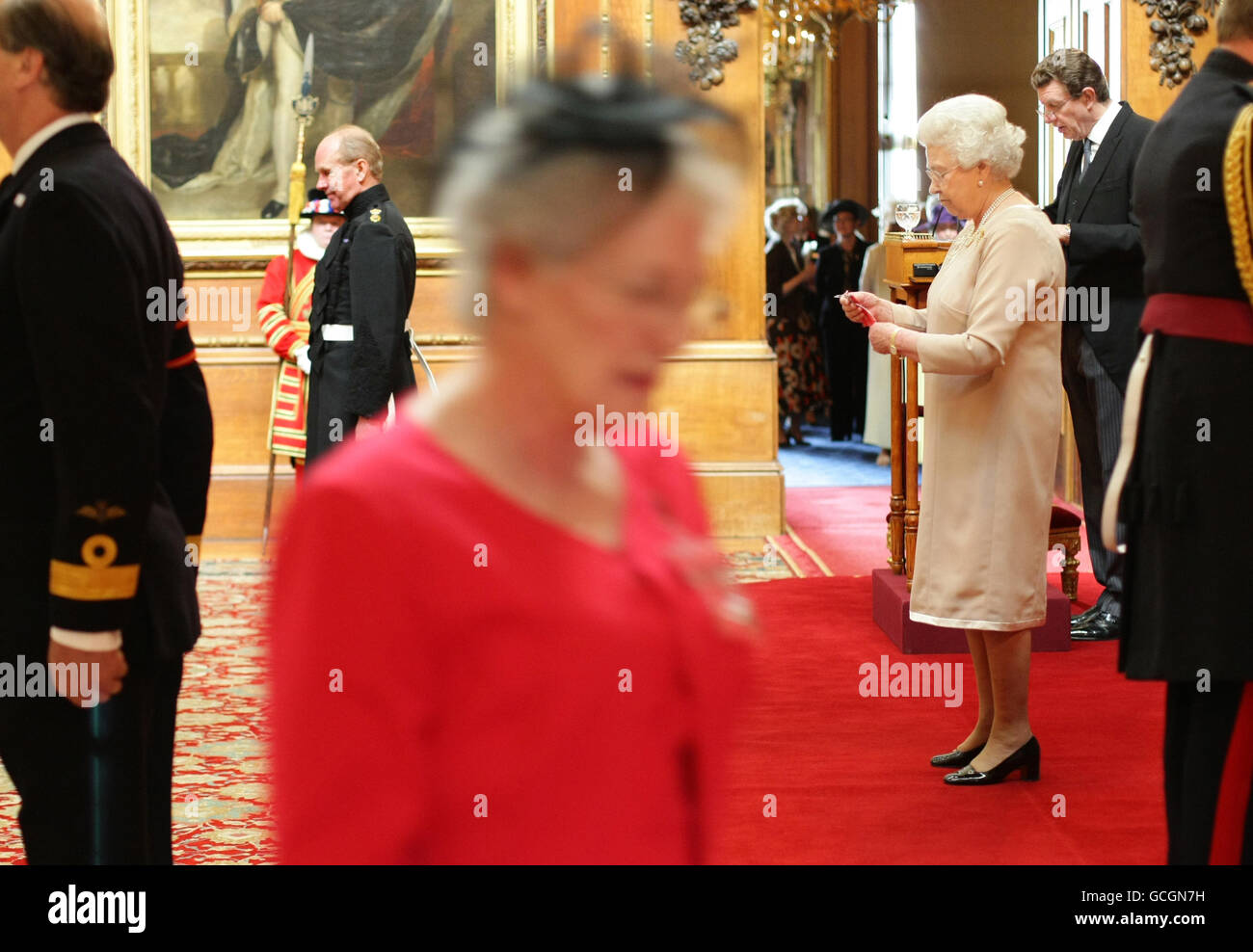 Britain's Queen Elizabeth II during an investiture ceremony inside the ...