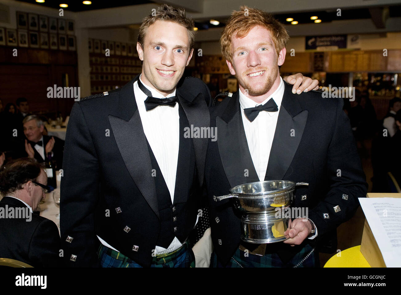 Edinburgh Rugby's Mike Blair (left) and team mate Roddy Grant (right ...