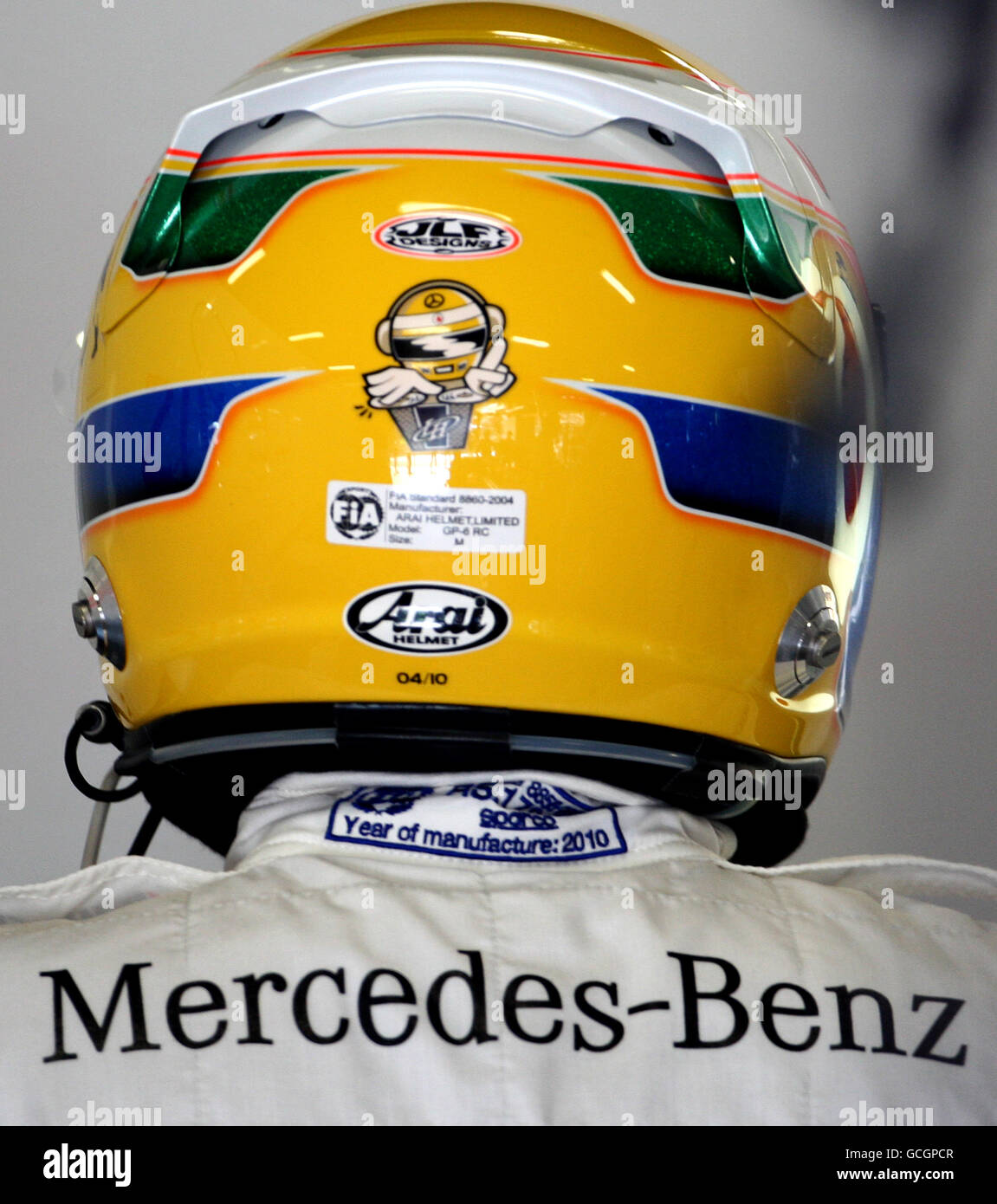 Detail on back of lewis hamiltons helmet hi-res stock photography and ...