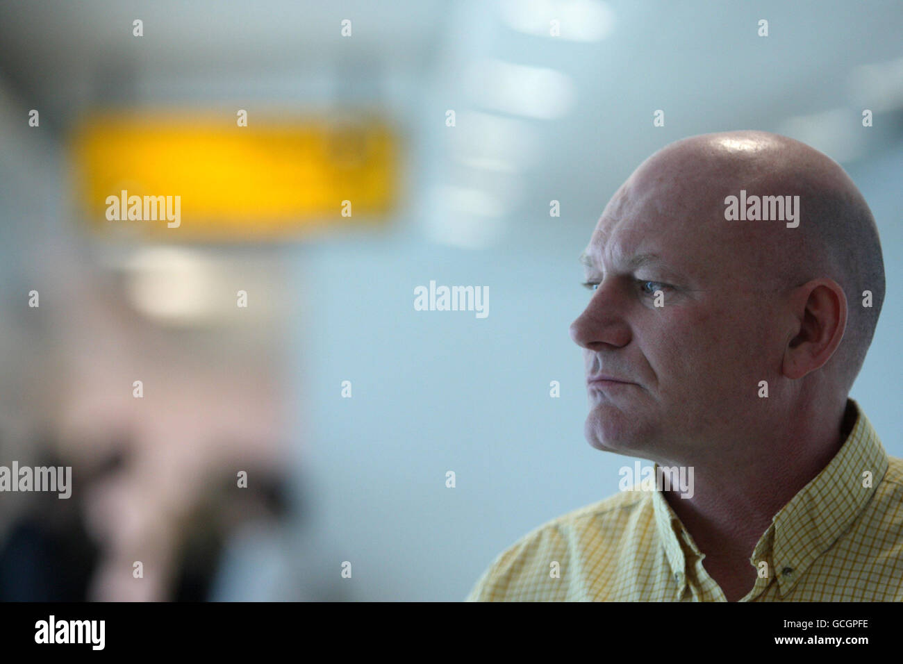 Gary Mann at Heathrow Airport before boarding a plane to Portugal. The ...