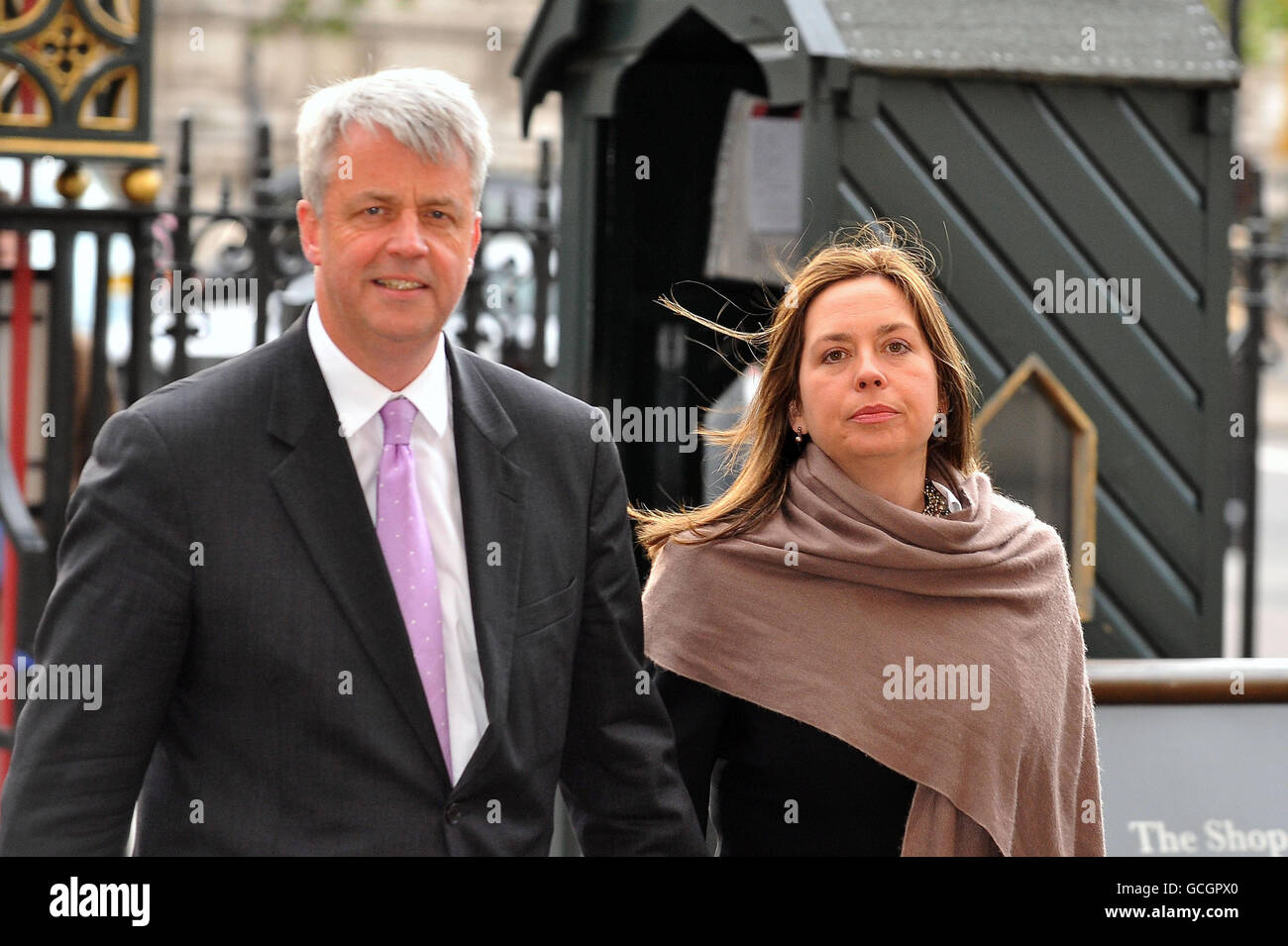 New health secretary andrew lansley arrives with his wife sally hi-res ...