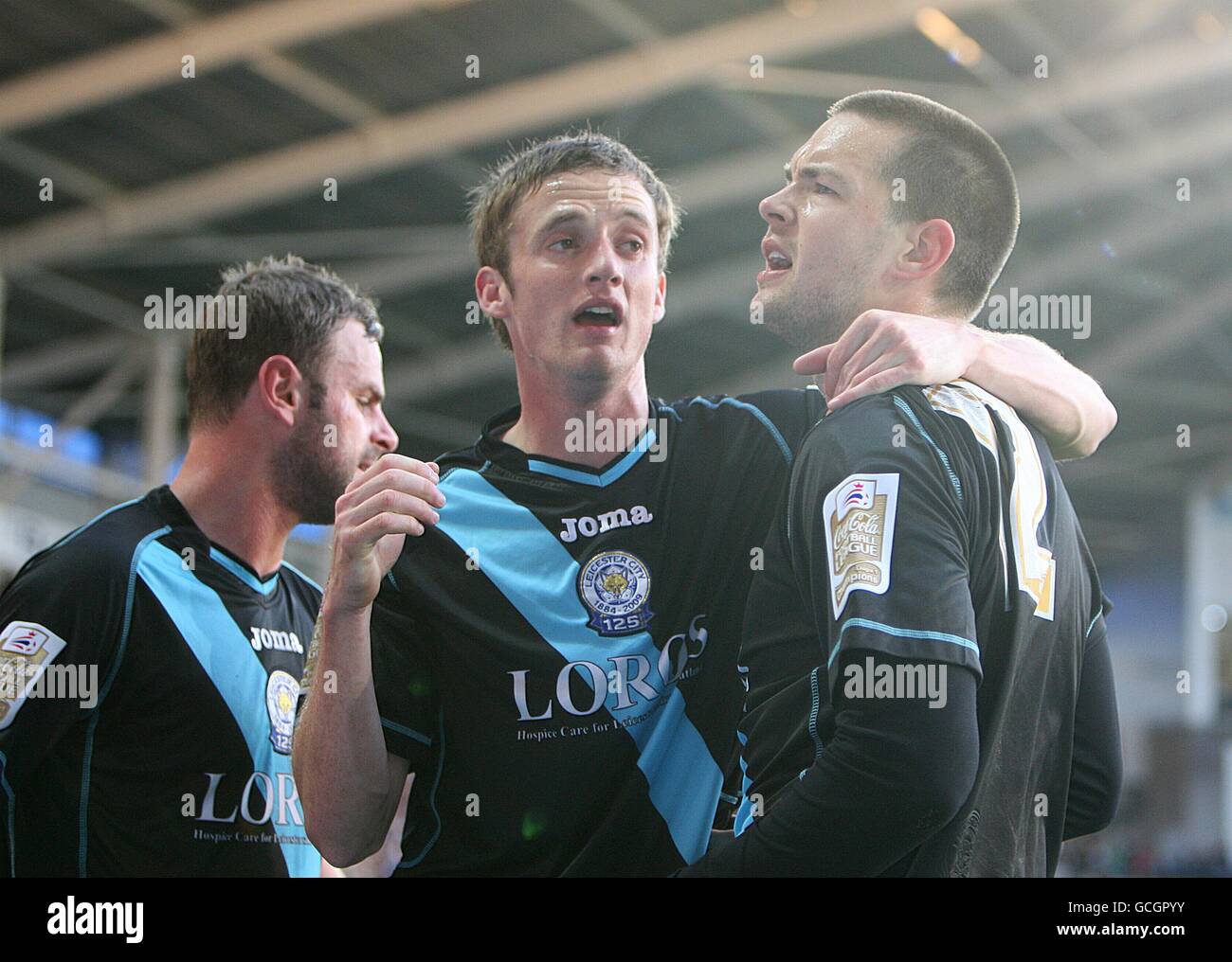 Leicester citys matt fryatt right celebrates scoring their first goal ...