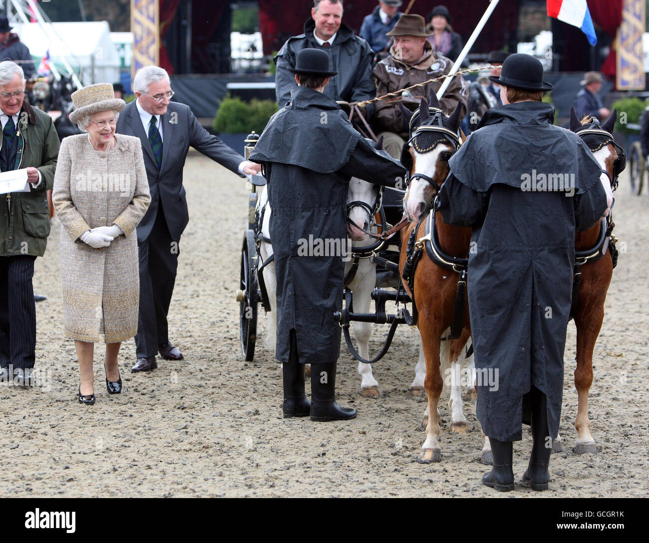 Queen Elizabeth II following the Land Rover International Driving Grand ...