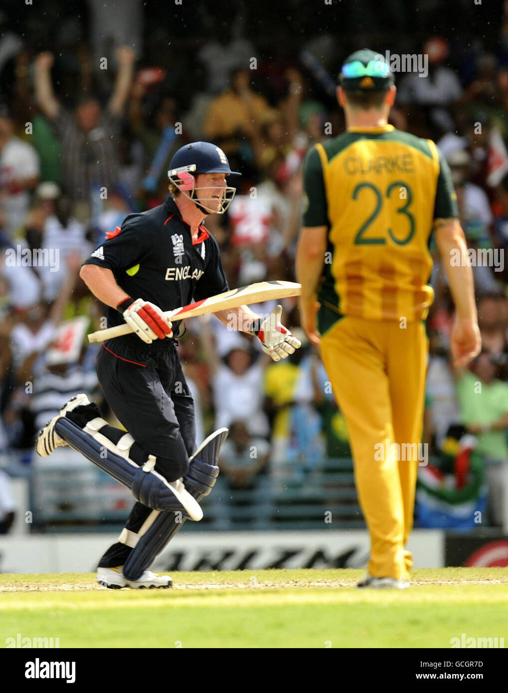 England captain Paul Collingwood celebrates after hitting the winning ...