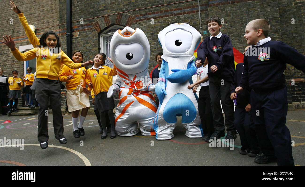 Launch of the London 2012 Olympic and Paralympic mascots Stock Photo ...
