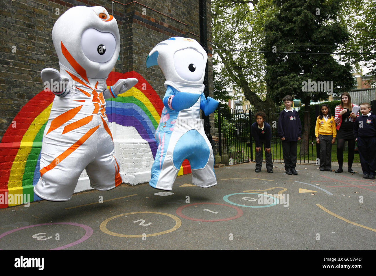 Launch of the London 2012 Olympic and Paralympic mascots Stock Photo ...