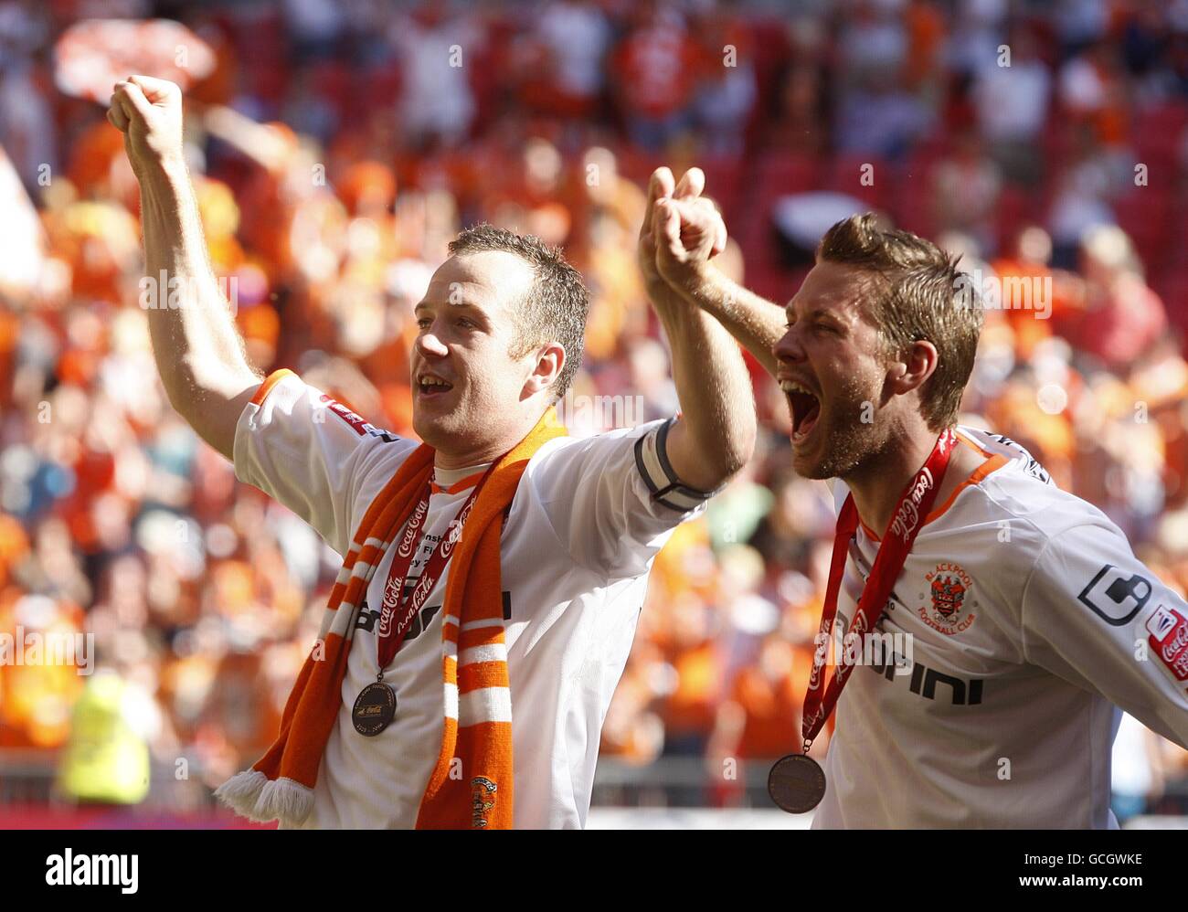 Blackpool's captain Charlie Adam (left) and Rob Owen Edwards (right ...