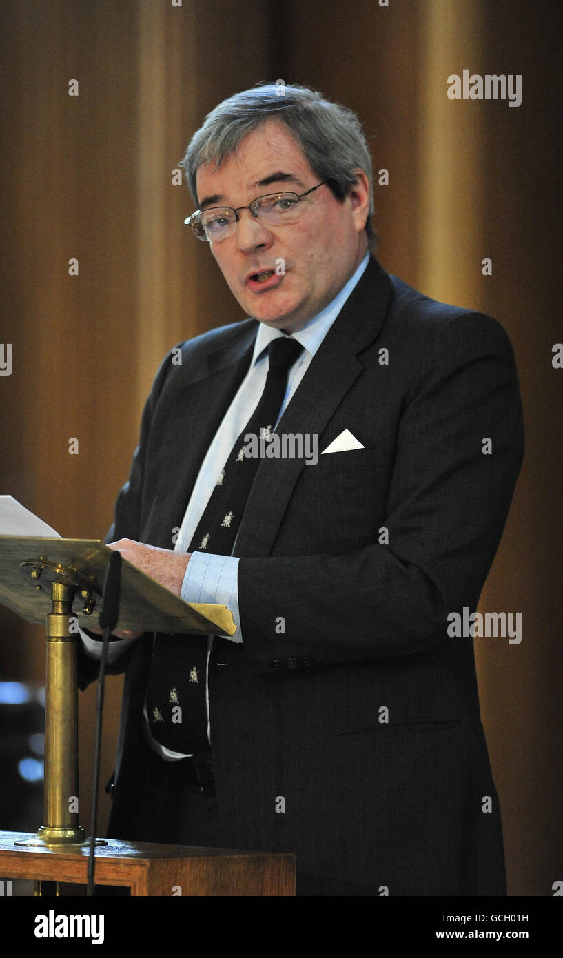 Son of Harry Carpenter, Clive, reads at a service of thanksgiving for ...