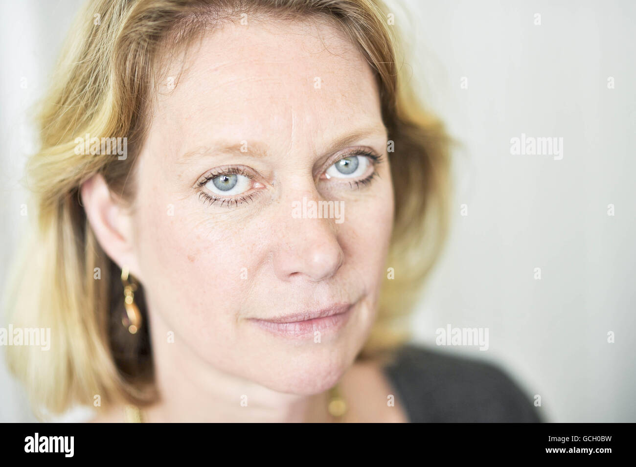 Amanda galsworthy at the hay festival in hay on wye hi-res stock ...