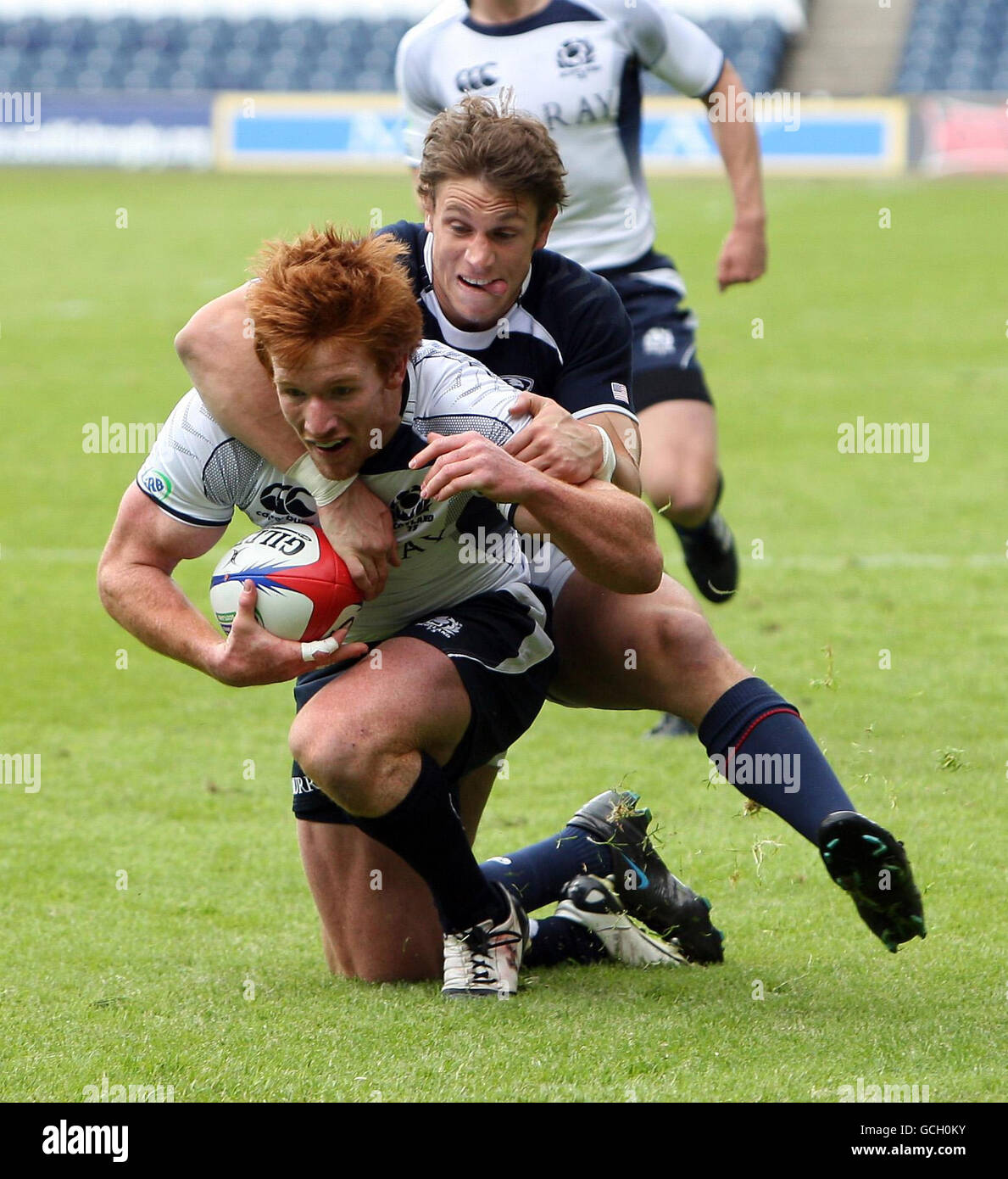 Rugby international rugby series rugbyu sevens action tackling ball ...