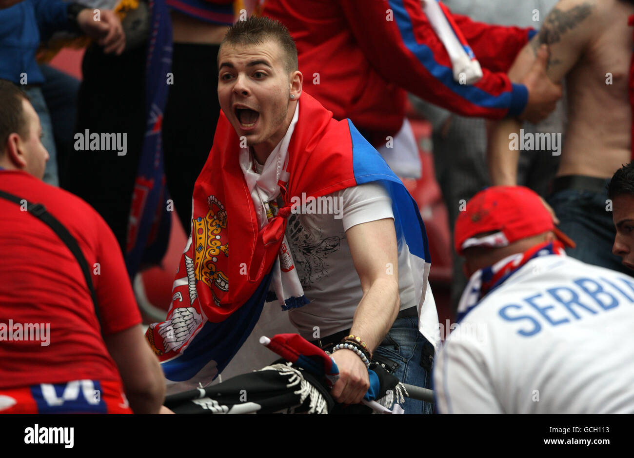 Serbian football fans hi-res stock photography and images - Alamy