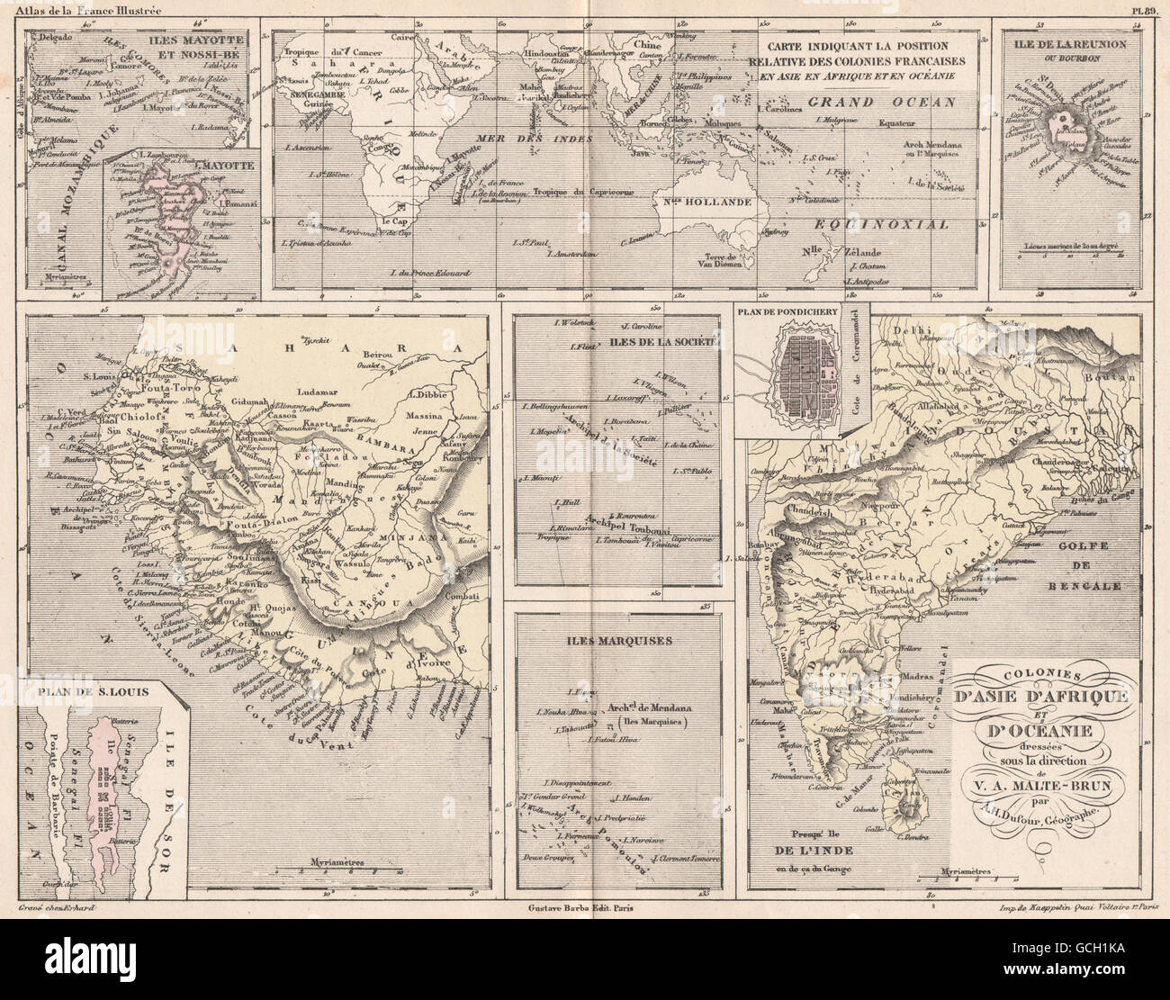 COLONIES FRANCAISES. Reunion Mayotte Senegal Pondichery Polynésie, 1852 ...