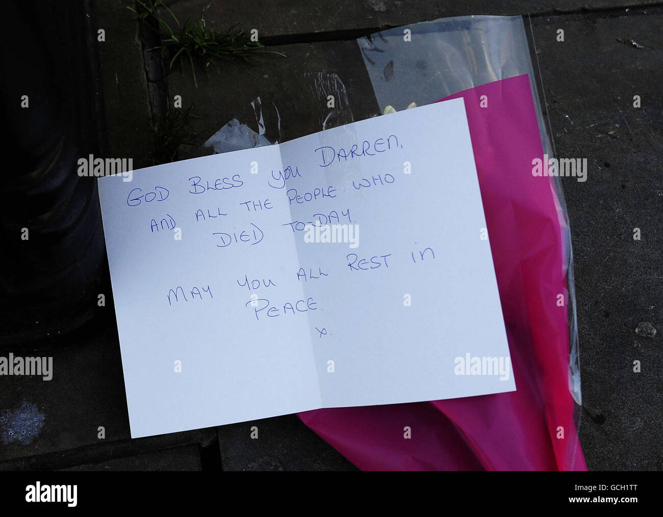 A tribute to Darren Rewcastle left at the taxi rank in Whitehaven ...